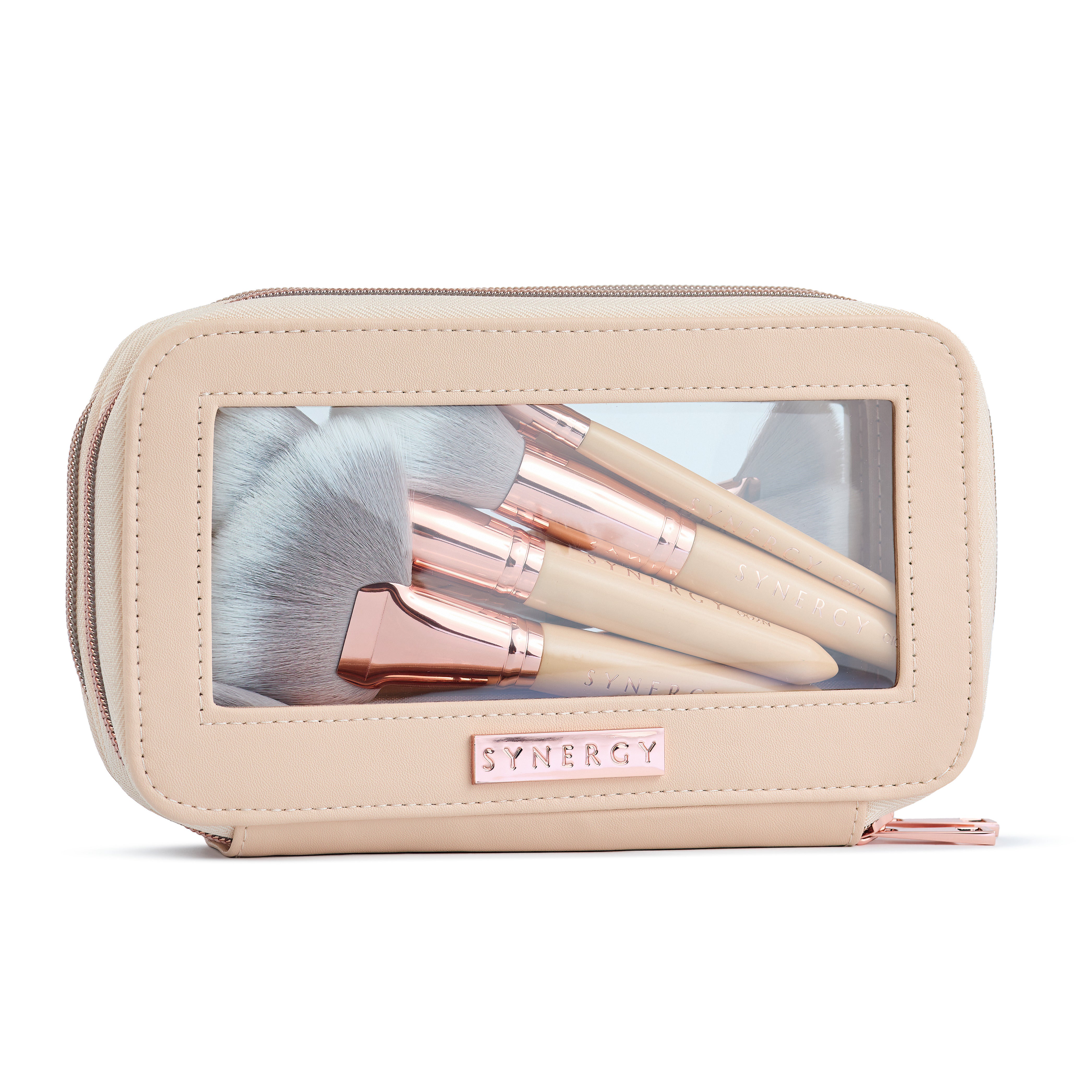 12 piece Nude brush set with double zip bag bundle – Synergy Collections
